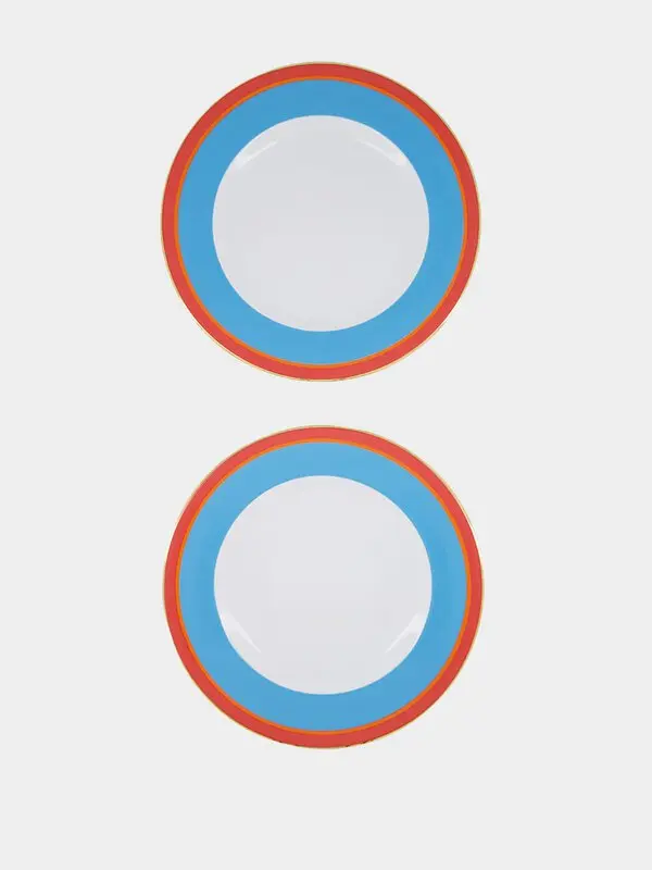 La DoubleJ Rainbow Azure Dinner Plates Set Of 2 - Blue