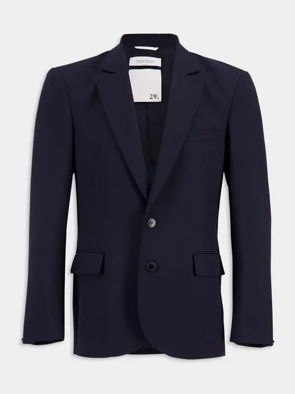 Valentino Garavani Navy Single-breasted Wool Blazer