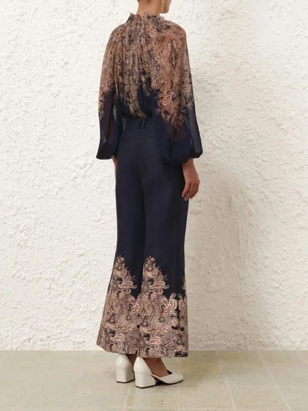 Zimmermann Paisley Flare Pants - Blue