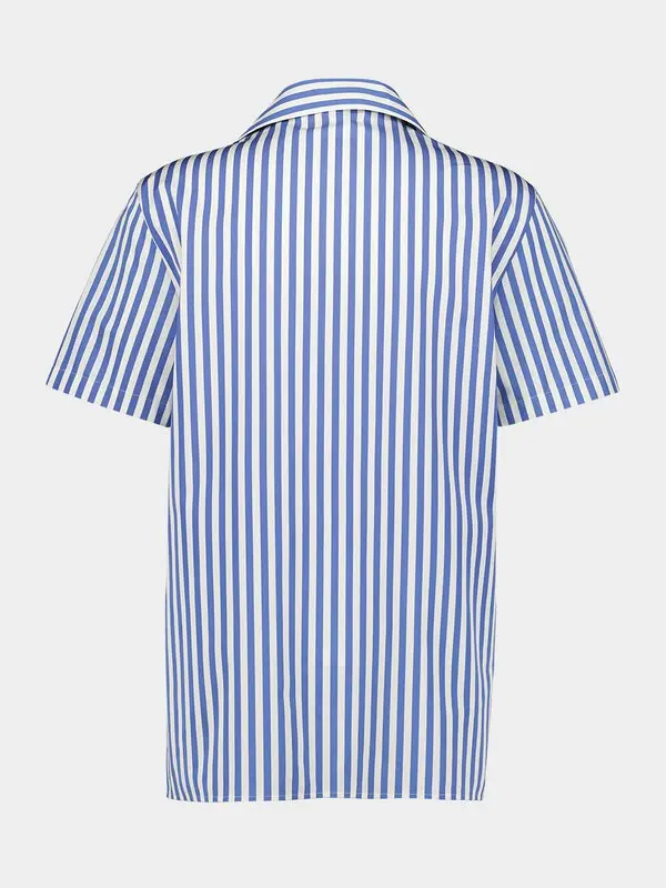 Balmain Short-sleeved Striped Cotton Pyjama Shirt - Blue