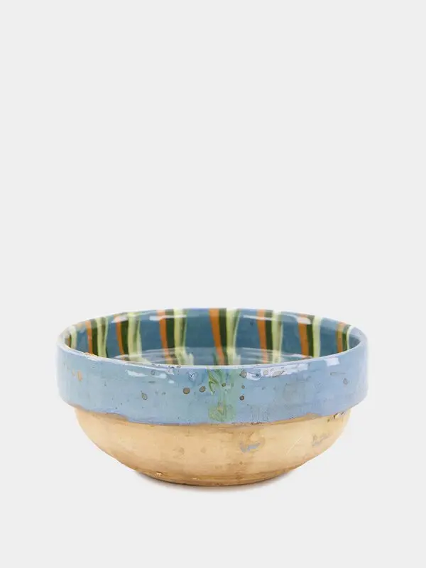 Madam Stoltz Hand-painted Earthenware Bowl - Blue