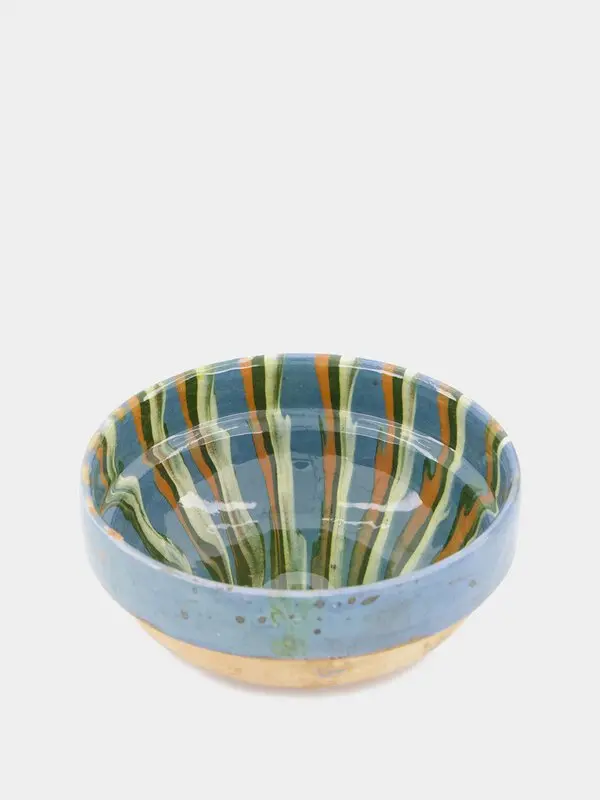 Madam Stoltz Hand-painted Earthenware Bowl - Blue