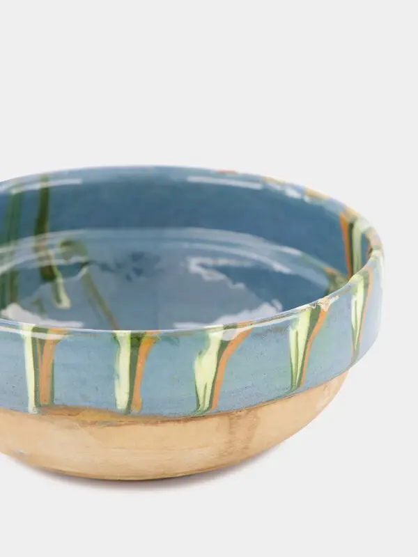 Madam Stoltz Hand-painted Earthenware Bowl - Blue