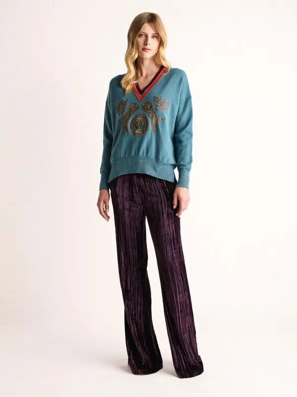PAULA Brittany Cashmere Sweater With Embroidery - Multicolour