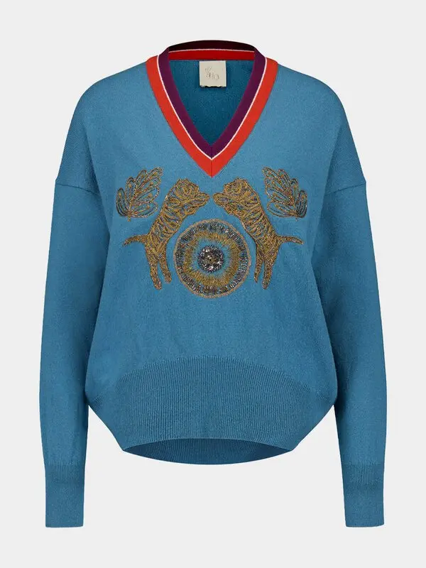 PAULA Brittany Cashmere Sweater With Embroidery - Multicolour
