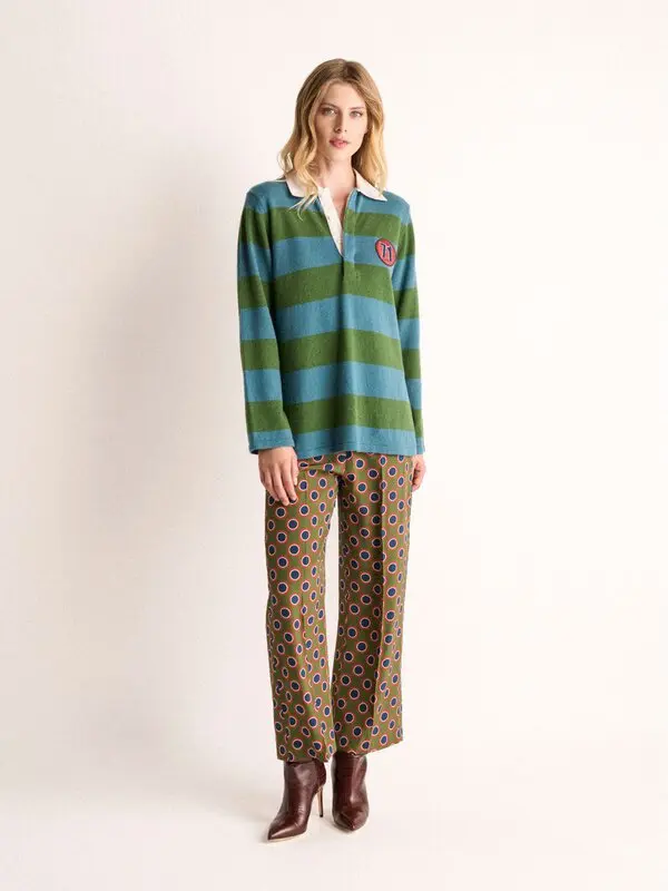 PAULA Stripped Cashmere Polo Shirt