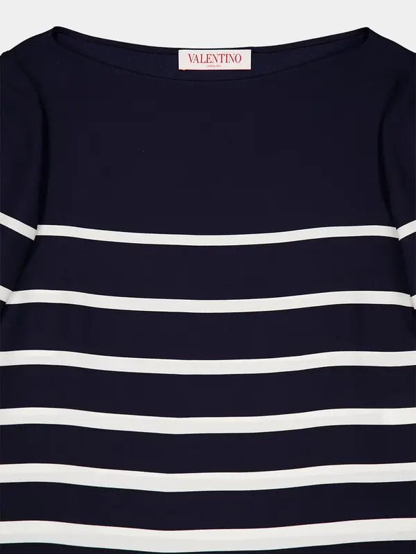 Valentino Garavani Striped Feather-trimmed Blouse - Blue