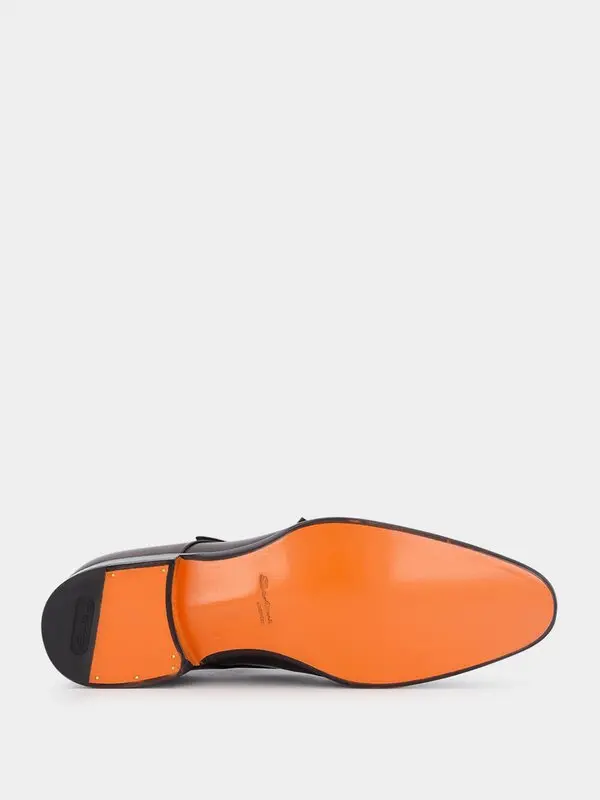 Santoni Leather Double-buckle Shoes - Brown