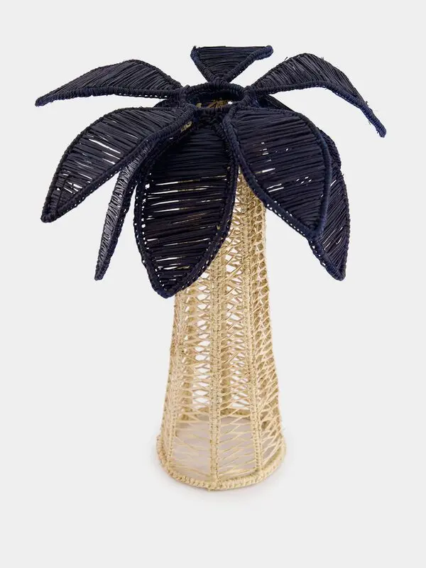 Coro Cora Navy Palm Tree Iraca Large Candle Holder - Blue