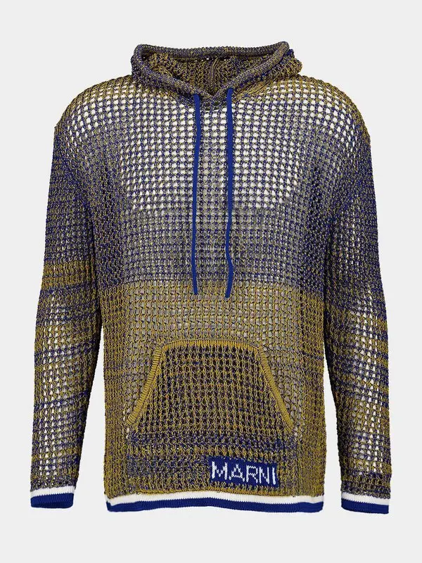 Marni Two-tone Striped Hooded Sweatshirt - Blue