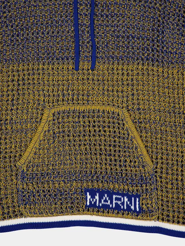 Marni Two-tone Striped Hooded Sweatshirt - Blue