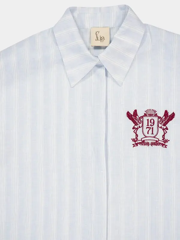 PAULA Isoetes Linen Striped Shirt With Embroidery