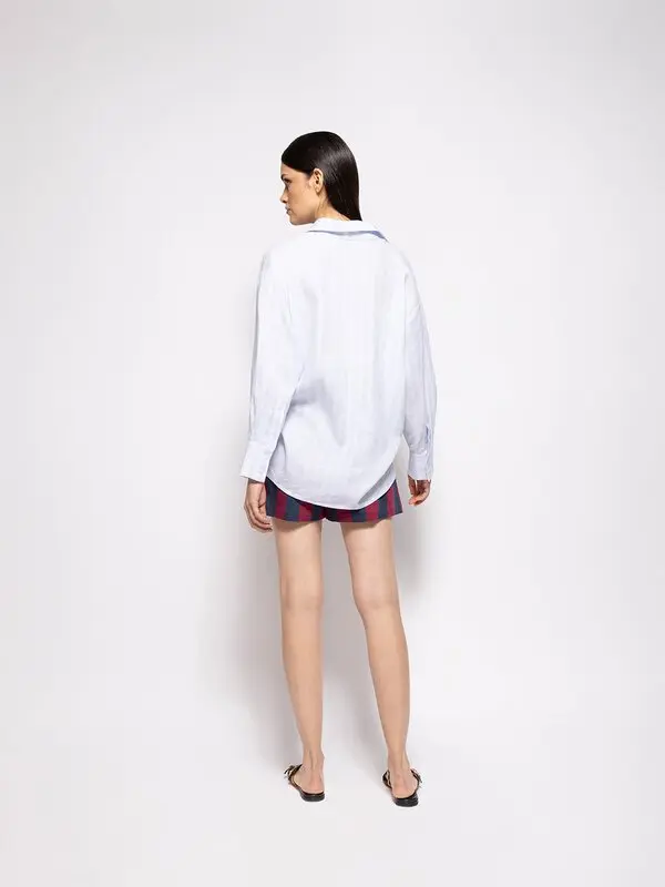 PAULA Isoetes Linen Striped Shirt With Embroidery