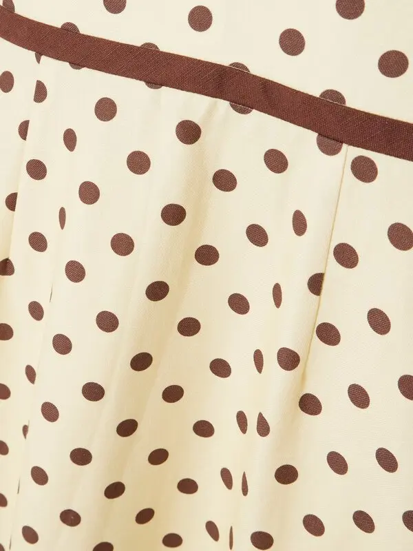 Posse Bowie Polka-dot Linen And Cotton-blend Halterneck Midi Dress - Neutrals
