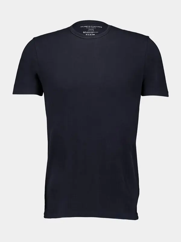 Majestic Filatures Navy Organic Cotton Short-sleeved T-shirt - Blue