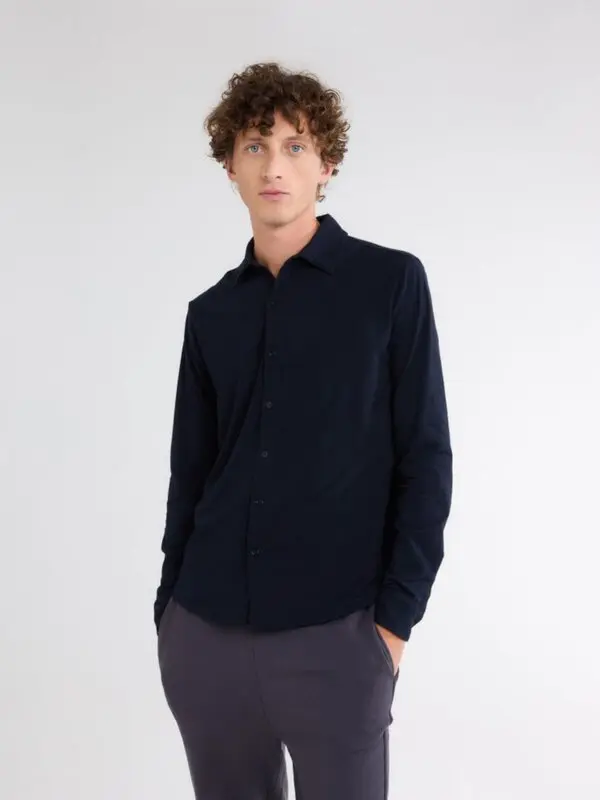 Majestic Filatures Navy Organic Cotton Artisanal Dyeing Herman Shirt - Blue