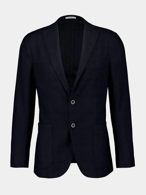 Boglioli Classic Fit Navy Cotton Blazer - Blue