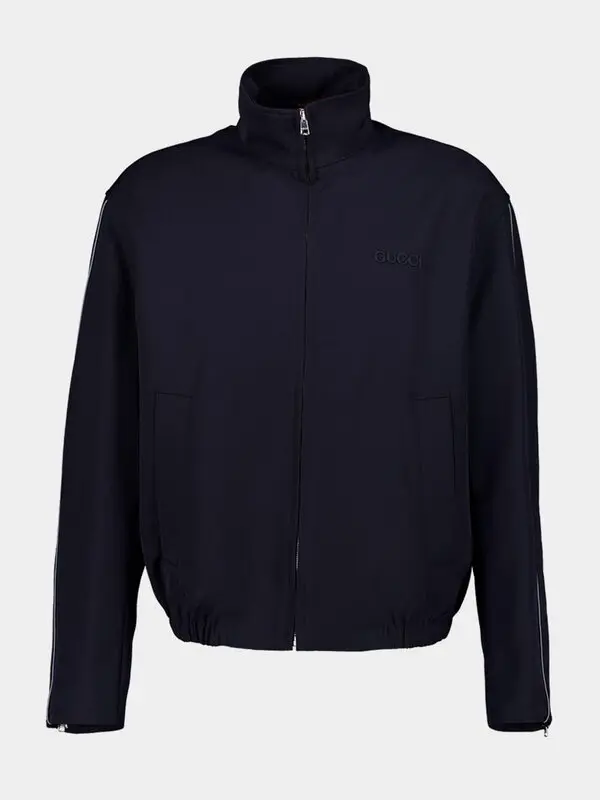 Gucci Embroidered Wool Twill Jacket - Blue