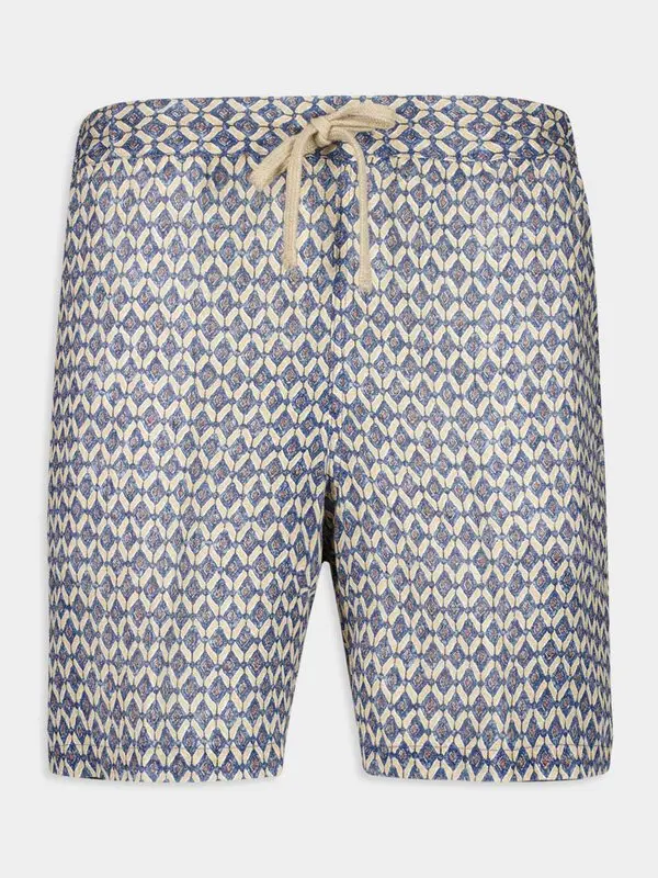120% Lino Printed Linen Bermuda Shorts