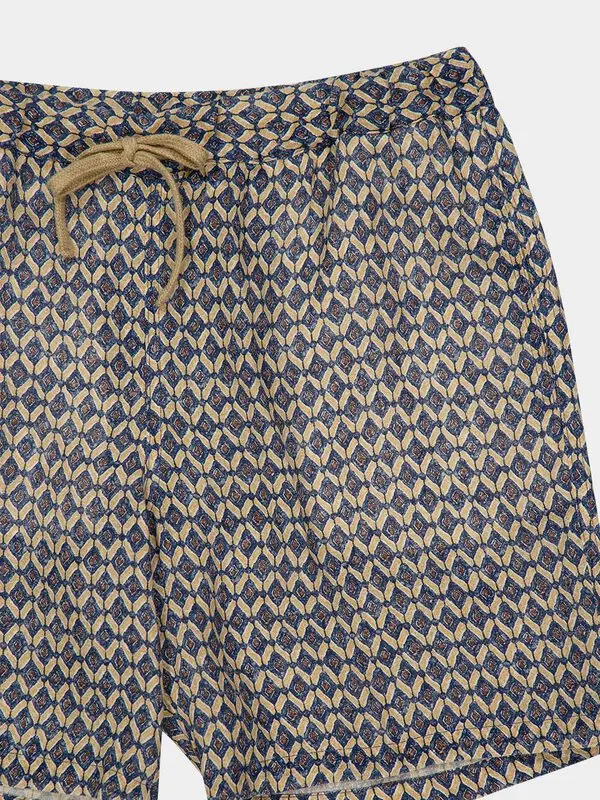 120% Lino Printed Linen Bermuda Shorts