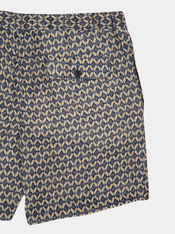 120% Lino Printed Linen Bermuda Shorts