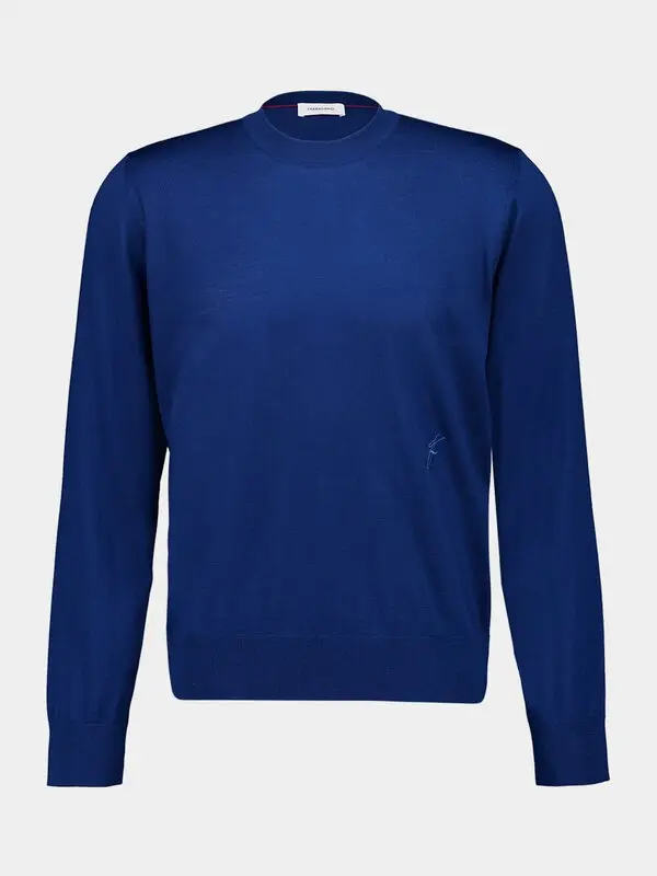 FERRAGAMO Wool Crew Neck Sweater - Blue