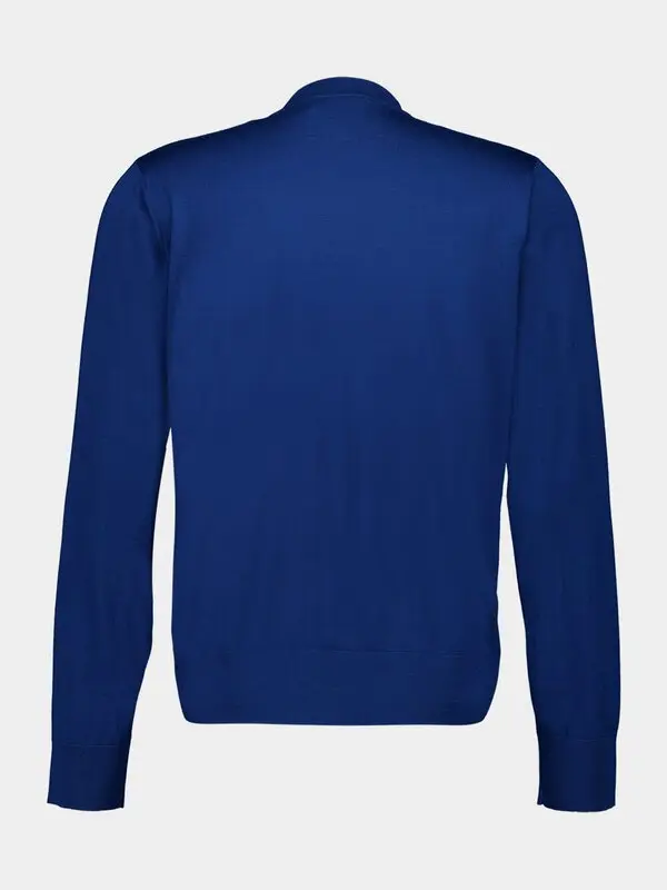 FERRAGAMO Teal Wool Crew Neck Sweater - Blue