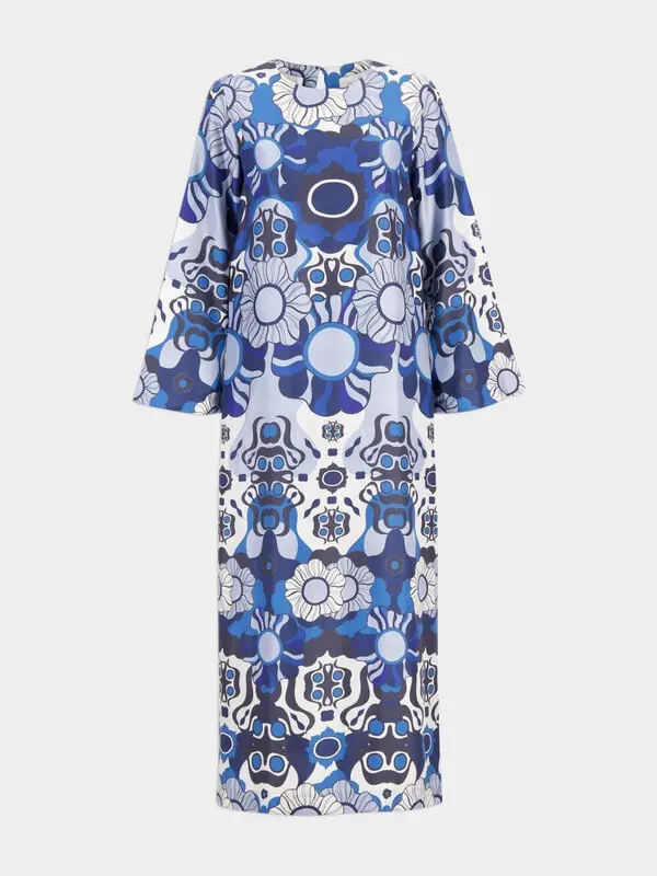 PAULA Shirley Flora Mix Printed Silk Twill A-line Dress