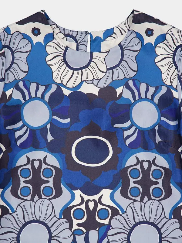 PAULA Shirley Flora Mix Printed Silk Twill A-line Dress