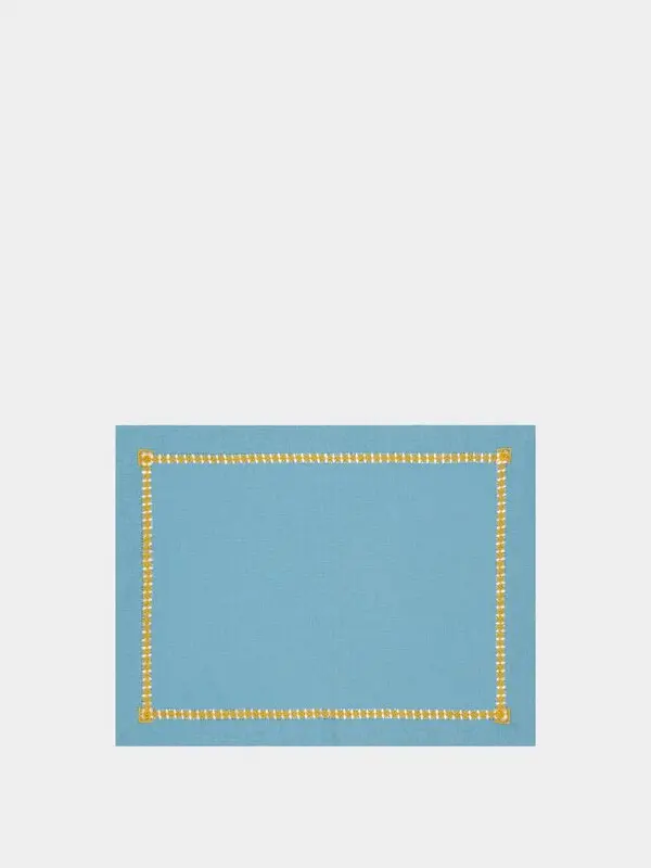 HOUSE OF CAPRICORN Hand-embroidered Maria Placemat - Blue