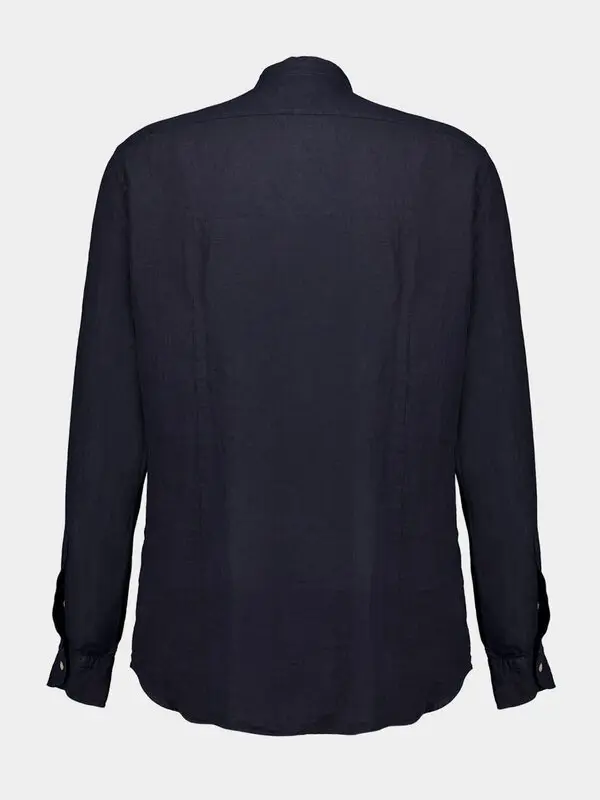 Boglioli Navy Garment-dyed Linen Shirt - Blue