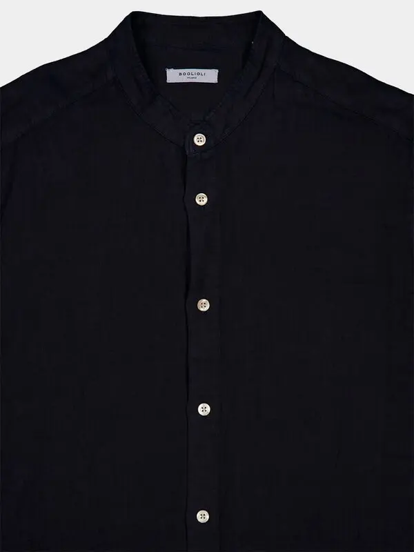 Boglioli Navy Garment-dyed Linen Shirt - Blue