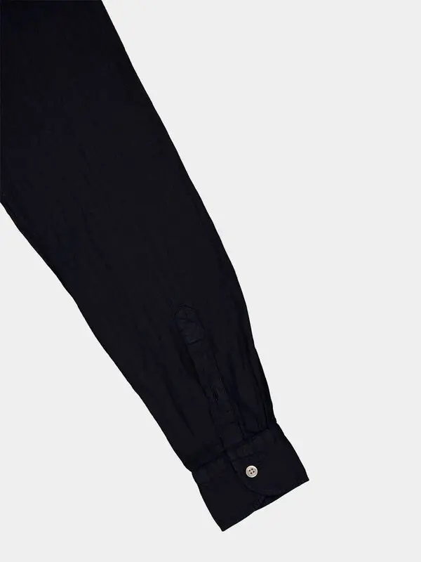 Boglioli Navy Garment-dyed Linen Shirt - Blue