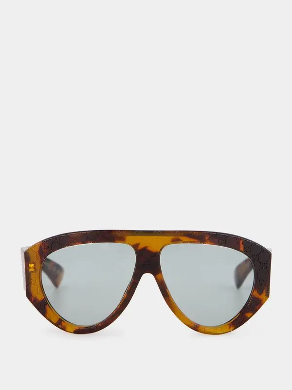 Gucci Tortoiseshell Mask Frame Sunglasses - Brown