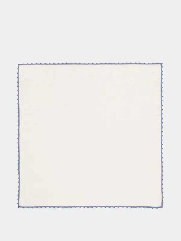 HOUSE OF CAPRICORN Hand-embroidered Linen Napkin With Crochet - Blue