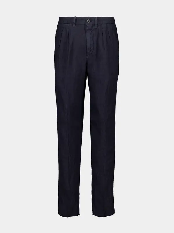 Boglioli Straight-fit Linen Trousers - Blue