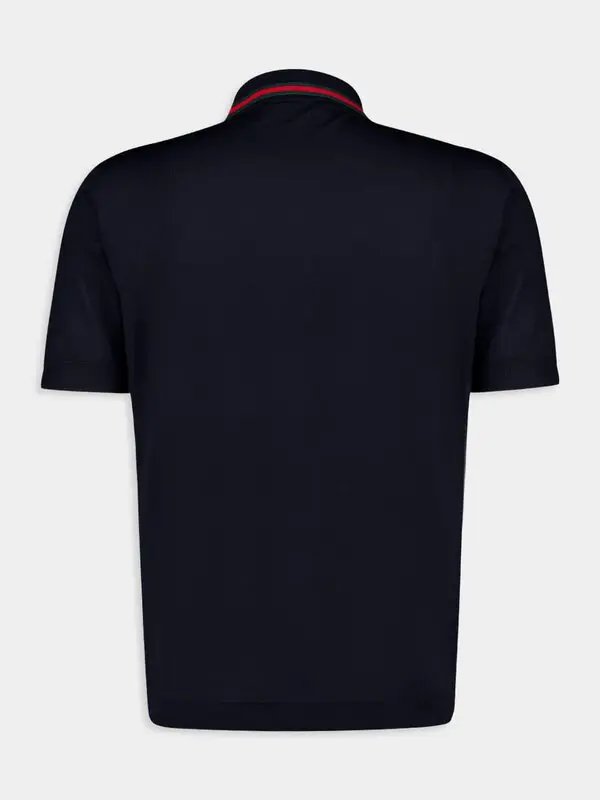 Gucci Dark Wool Knit Polo Shirt - Blue