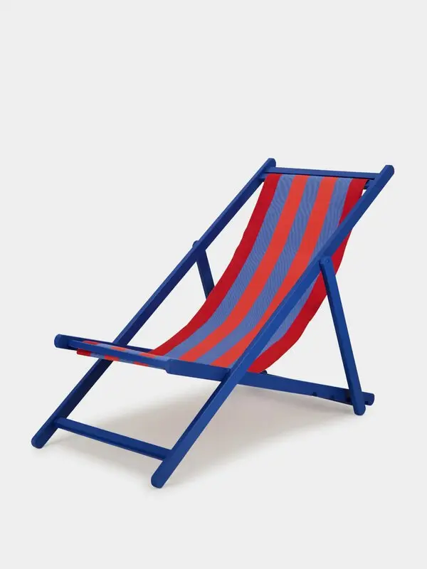 LES TOILES DU SOLEIL Laura Striped Deckchair - Blue