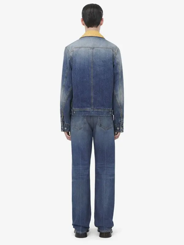 Alexander McQueen Suede Collar Denim Trucker Jacket