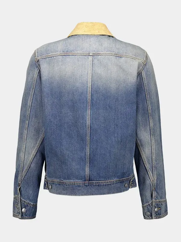 Alexander McQueen Suede Collar Denim Trucker Jacket