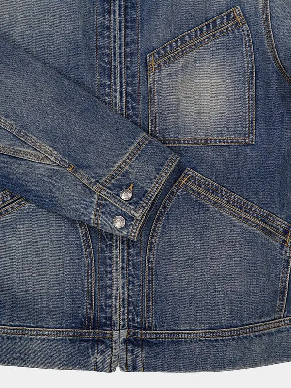 Alexander McQueen Suede Collar Denim Trucker Jacket