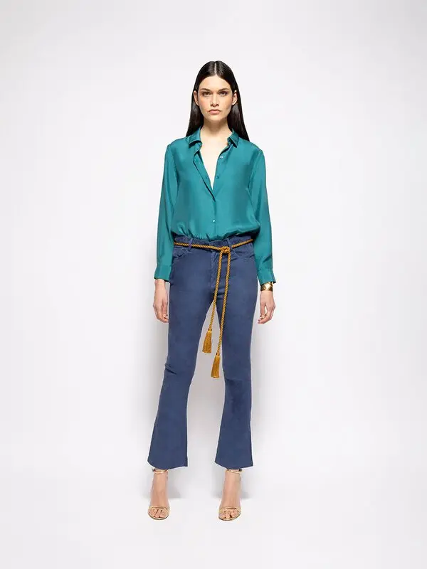 PAULA Zircon Estate Suede Flared Pants - Blue