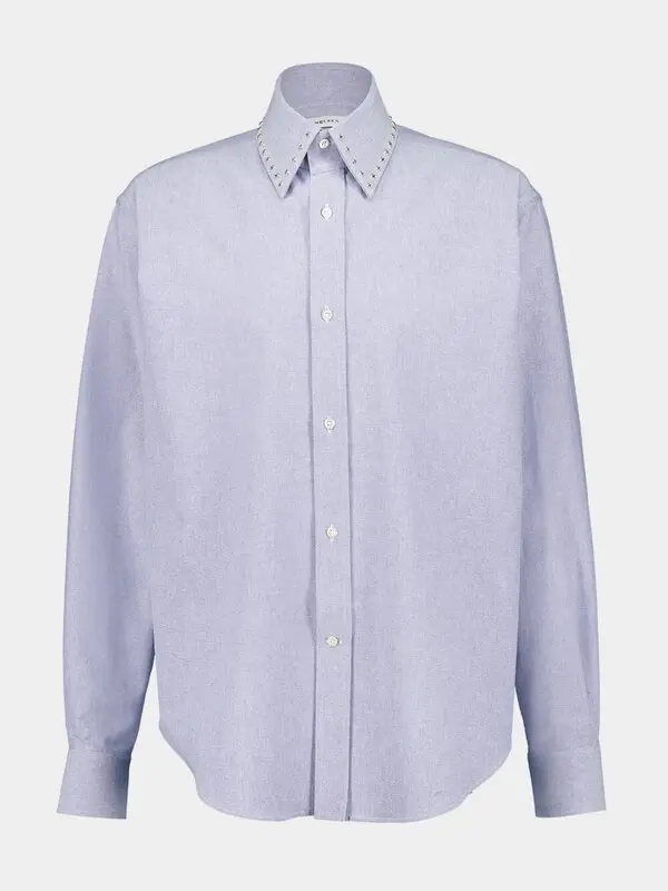 Alexander McQueen Long-sleeve Double Collar Cotton Shirt - Blue