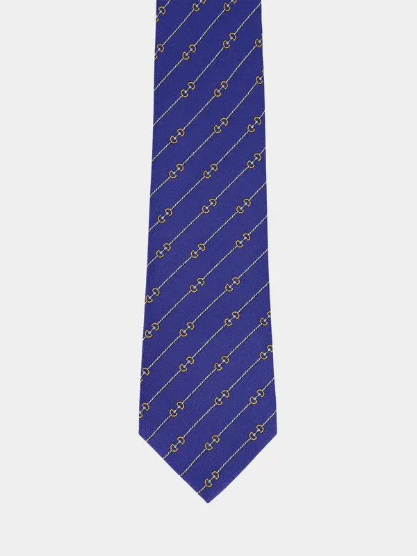 Gucci Horsebit Silk Jacquard Neck Tie - Blue