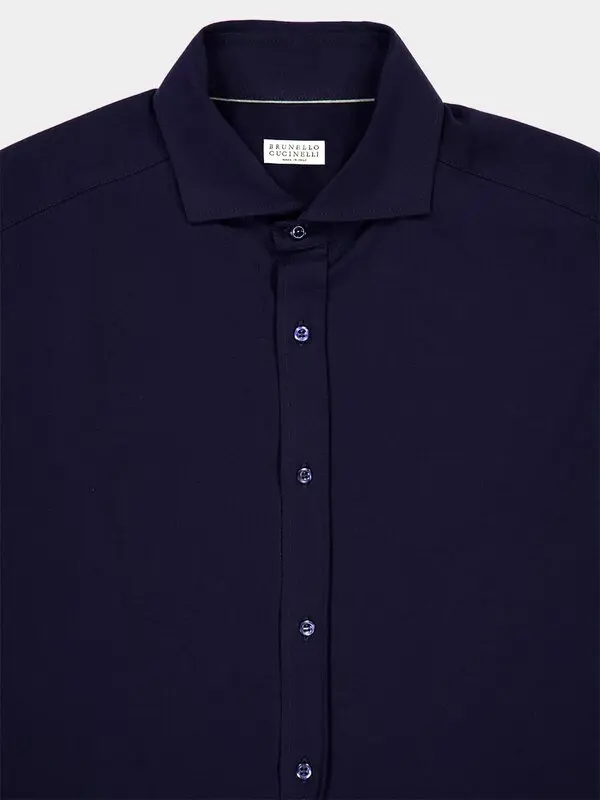 Brunello Cucinelli Navy Cotton Tailored Shirt - Blue