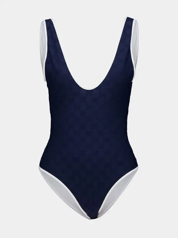 Gucci Gg Jacquard Jersey Swimsuit - Blue