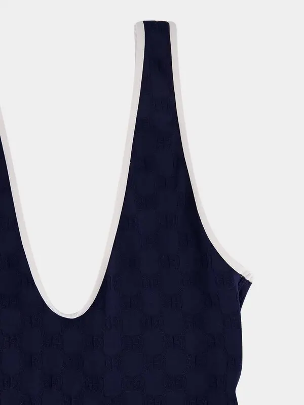 Gucci Gg Jacquard Jersey Swimsuit - Blue