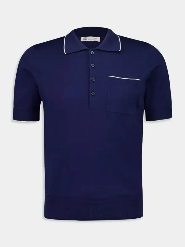 Brunello Cucinelli Deep Short-sleeve Polo Sweater