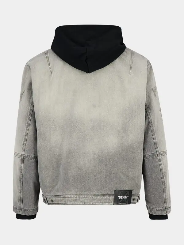 Off-White Sun-faded Aviator Denim Jacket - Grey