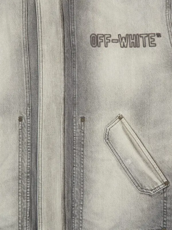 Off-White Sun-faded Aviator Denim Jacket - Grey